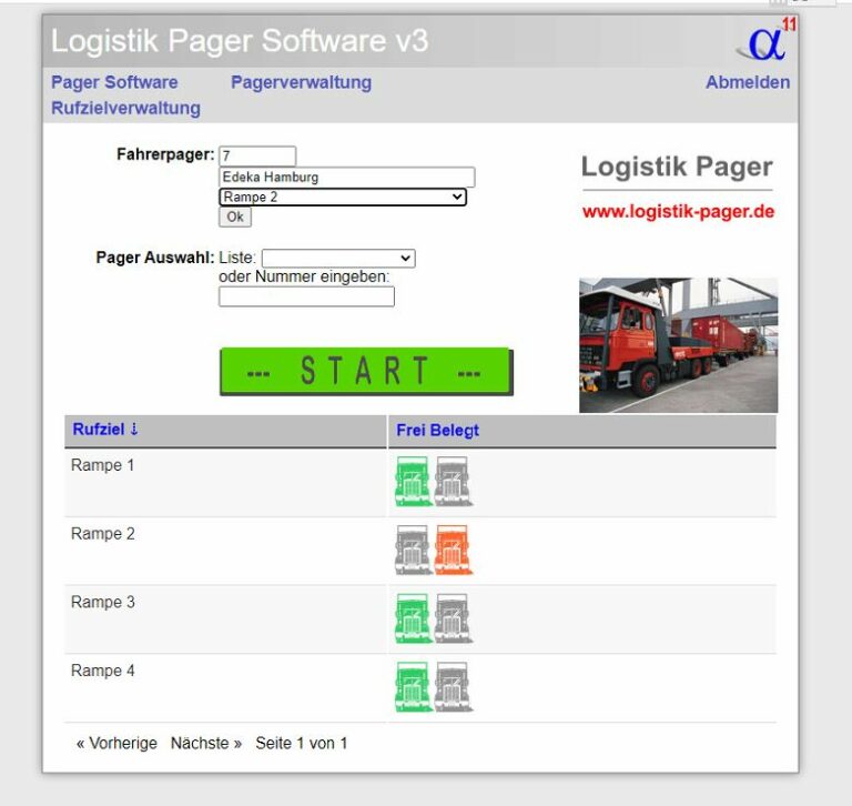 Pager-Software für Logistiker - Logistik Pager Alpha11